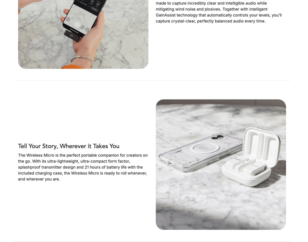 RODE Ultra-compact Wireless Microphone with Two Mics and Charge Case ...