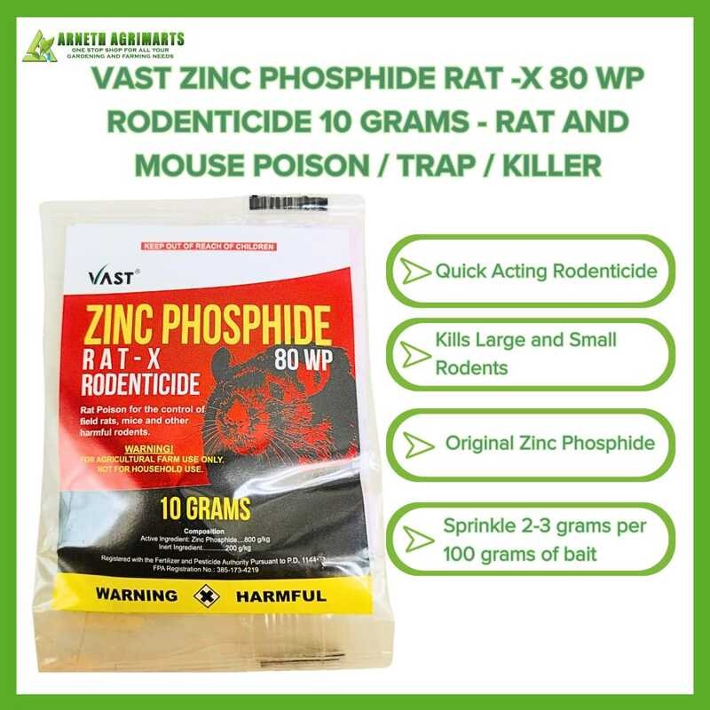 VAST ZINC PHOSPHIDE -X 80 WP RODENTICIDE 10 GRAMS - RAT AND MOUSE ...