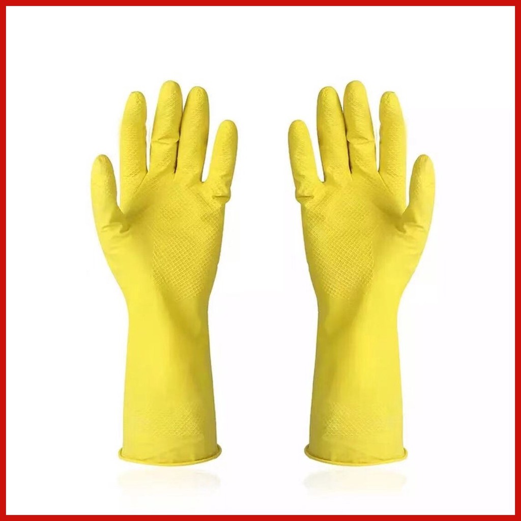 ⚕ Nanyang Niujin Latex Glove Makapal Yellow Rubber Latex Long Gloves ...