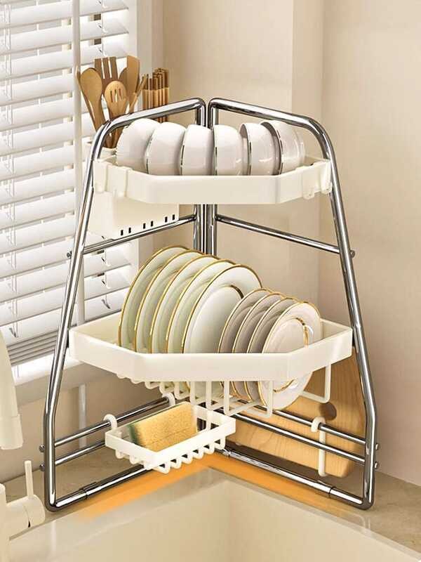 Kitchen Corner Storage Organizer Multi-Functional Dish Over Sink l ...