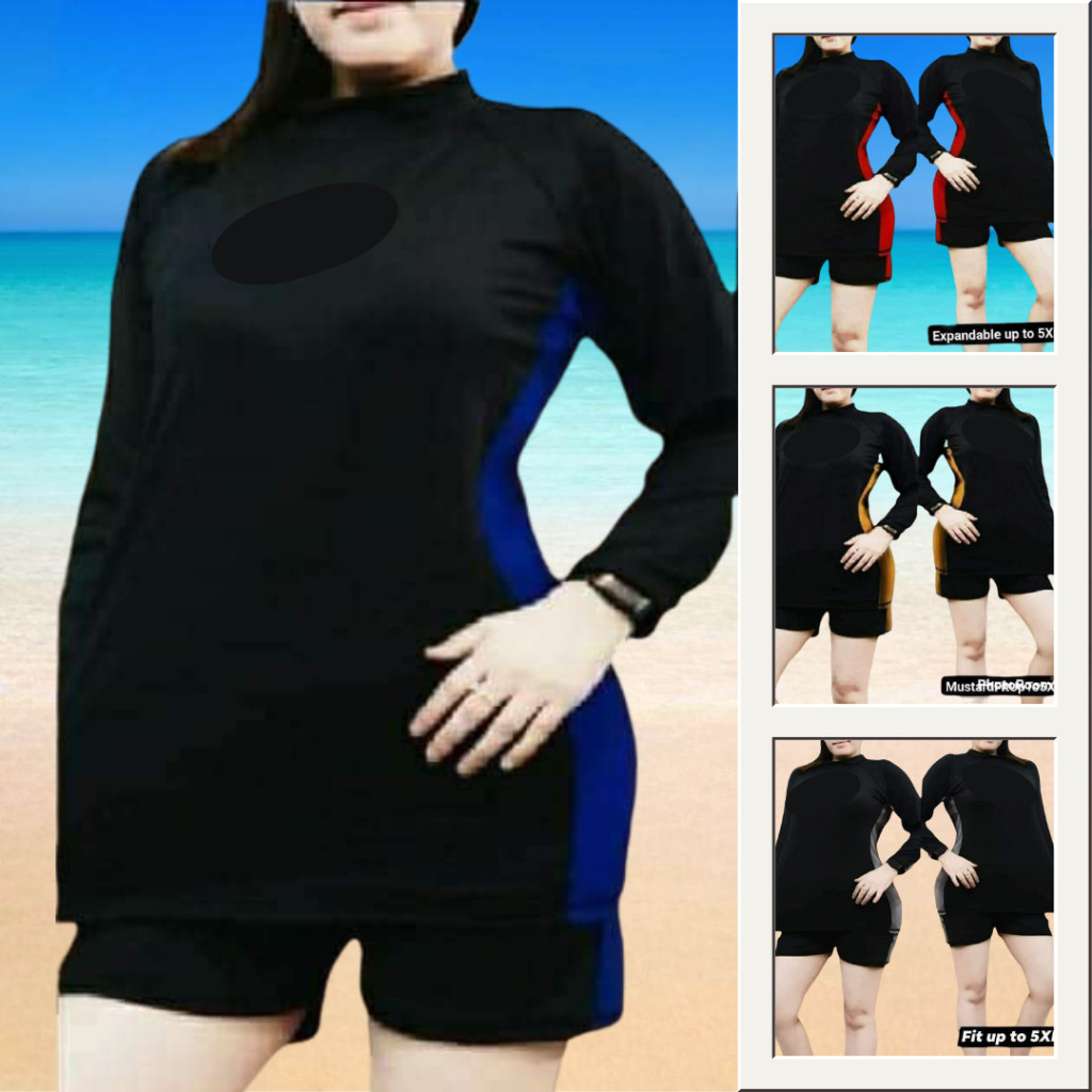 Rashguard plus size terno swimming attire beach rush guard long sleeve ...