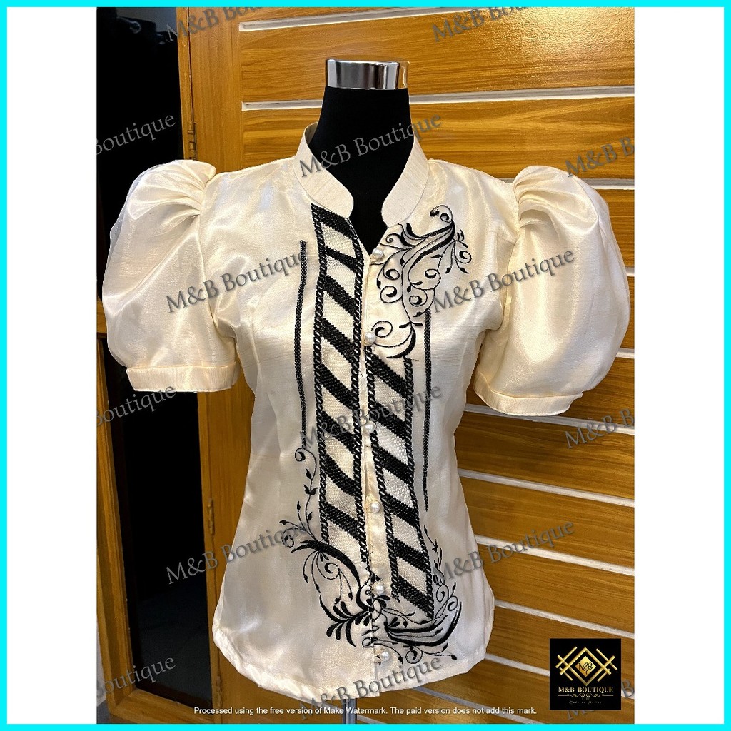 Blouse Barong Puff sleeves w/ Satin Lining / Ladies Barong with Formal ...