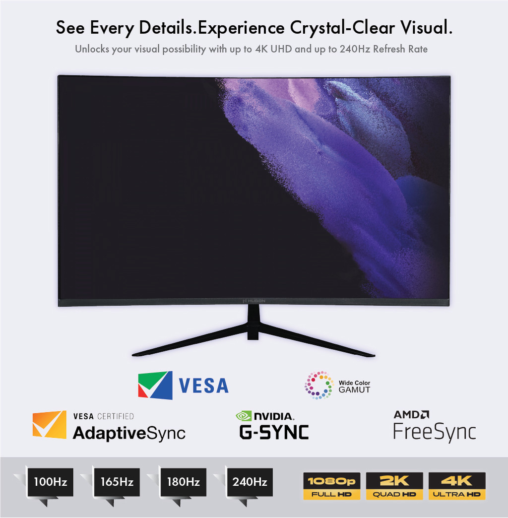 HUGON 24" 180Hz FHD 1ms IPS FLAT G-Sync Gaming Monitor (FF240B PLUSV2 ...