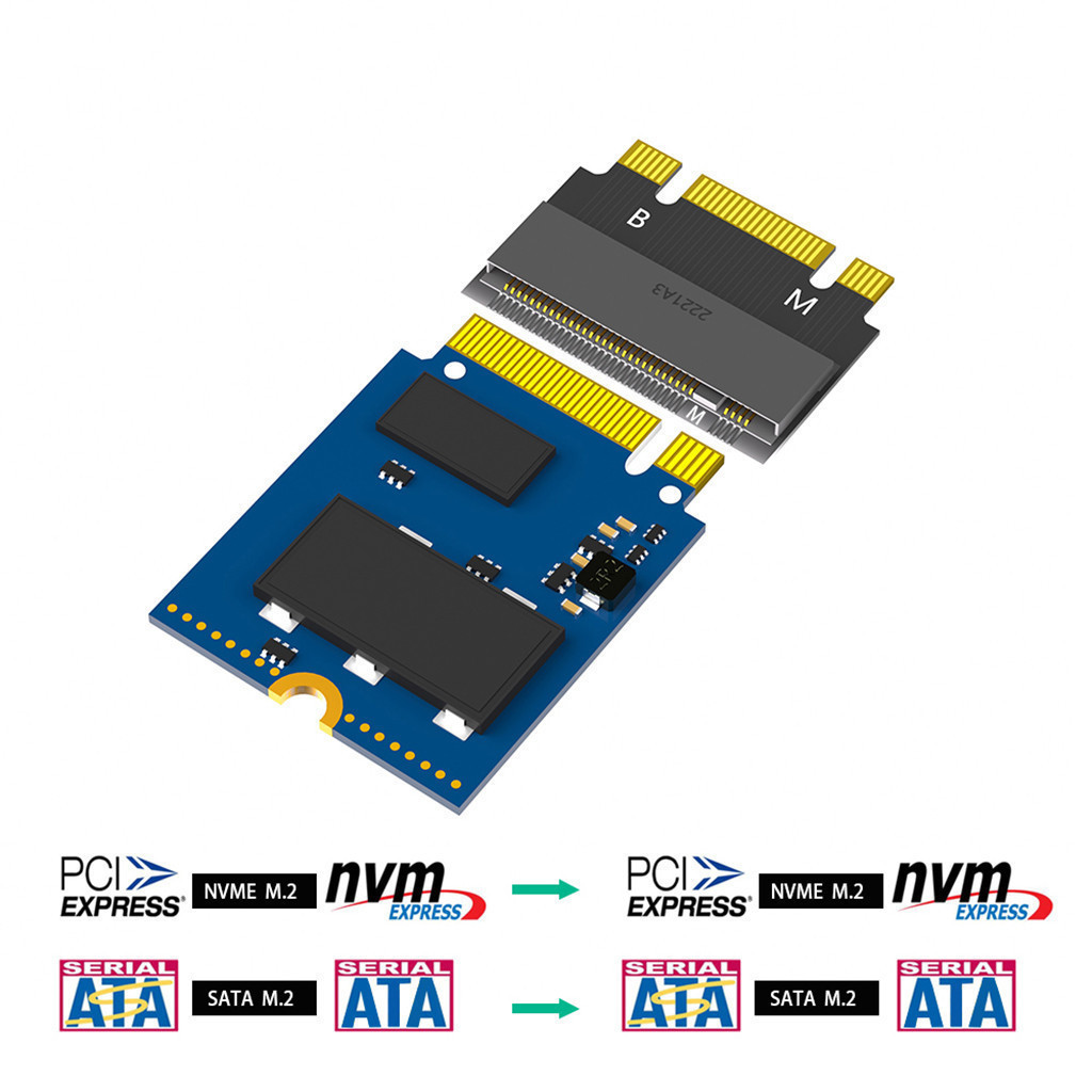 For M.2 NVME M-Key B+M 2230 to 2242 SATA-Bus SSD Extension Adapter Card ...