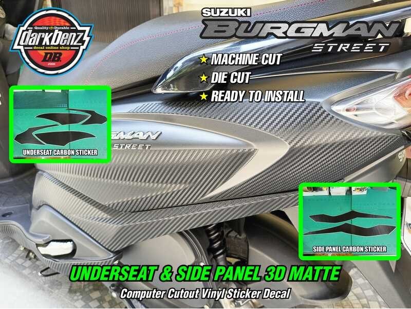 LY Suzuki BurgmAn 125 UnderSeAt & Side PAnel Cutout Vinyl Sticker ...