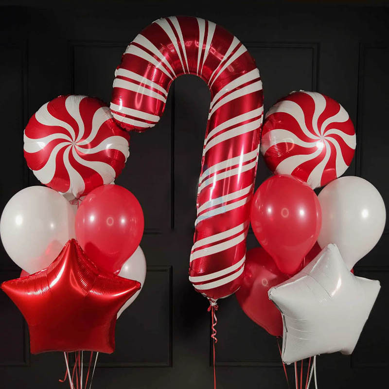 5/10pcs Christmas Cane Gift Box Candy Lollipop Foil Balloons Set ...