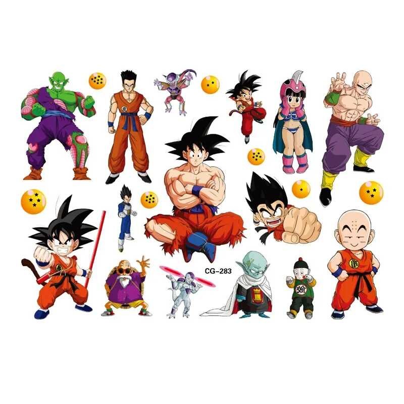 9 Dragon Ball Goku Tattoo Stickers Waterproof Original Anime Figure ...