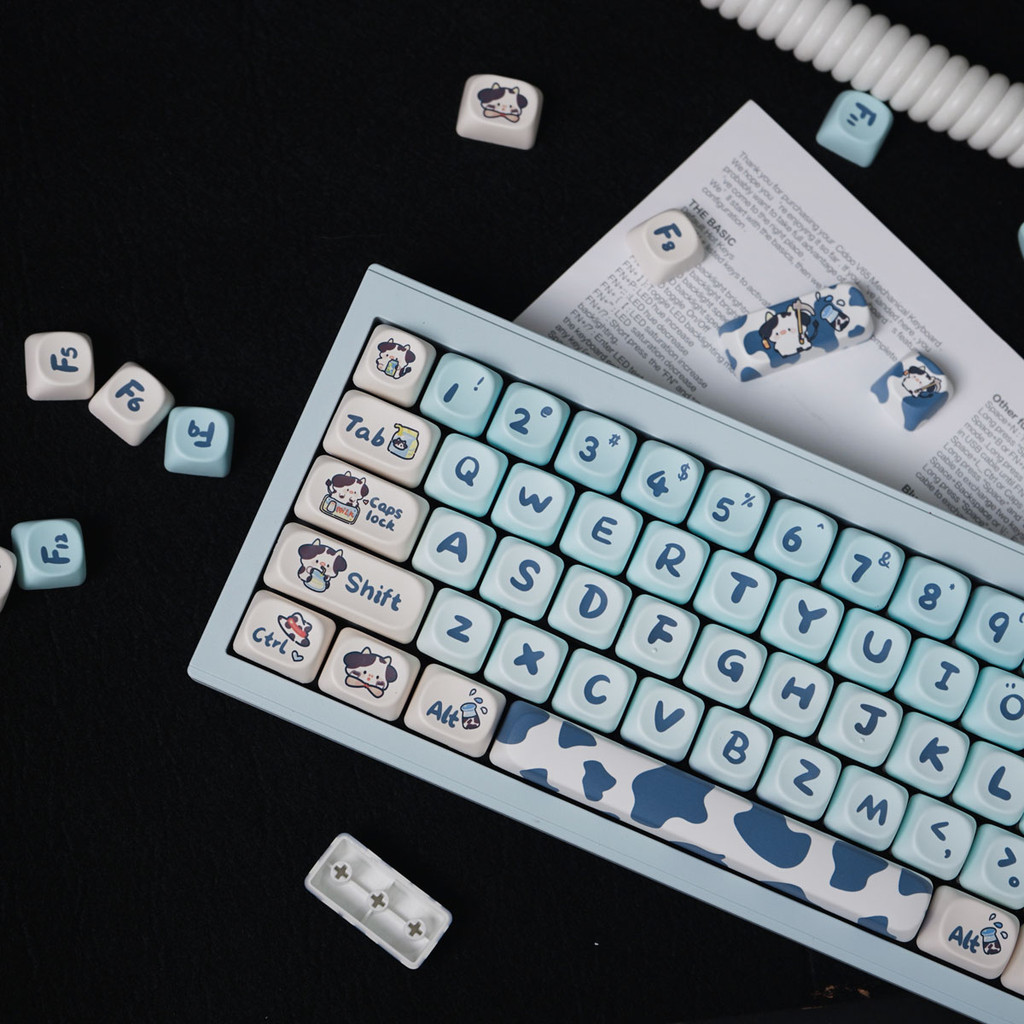 Milk Cow Keycaps Set MOA Profile Cute Keycaps 141 Keys Custom Dye ...