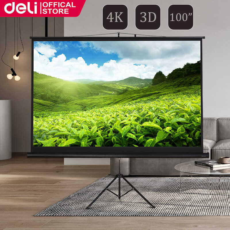 Deli 100 Inch Projector Screen Na May Stand Screen Ratio 4:3/16:9 4K HD ...