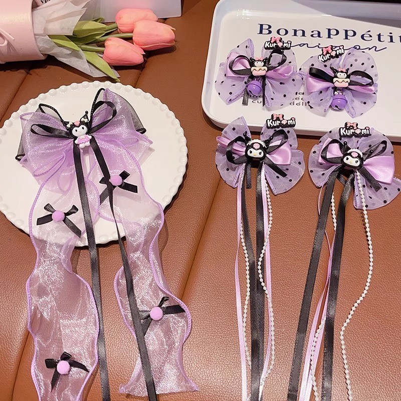 Kuromi Hair Accessories Girls Bow Hairpin Influencer Little Princess ...