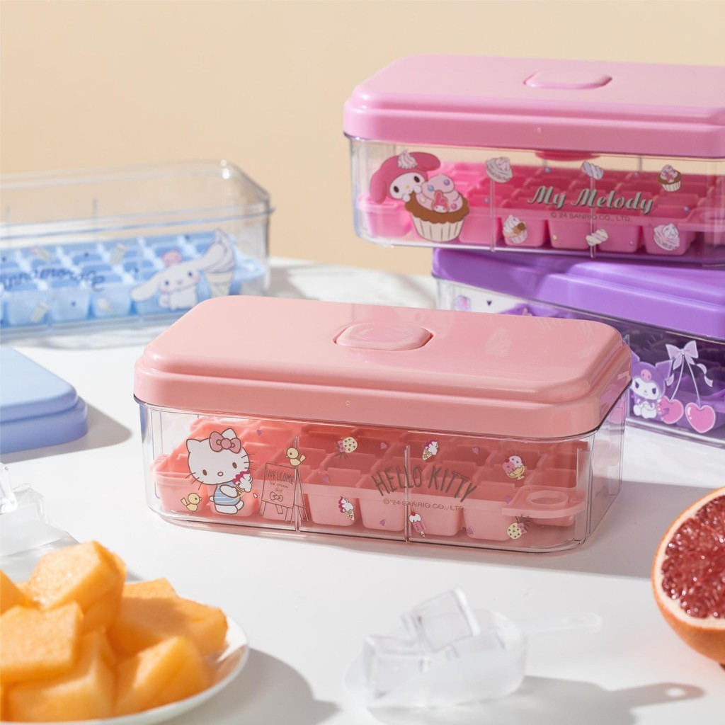Sanrio Hello Kitty Push Ice Tray Food Grade Mold Kawaii Kuromi Home ...
