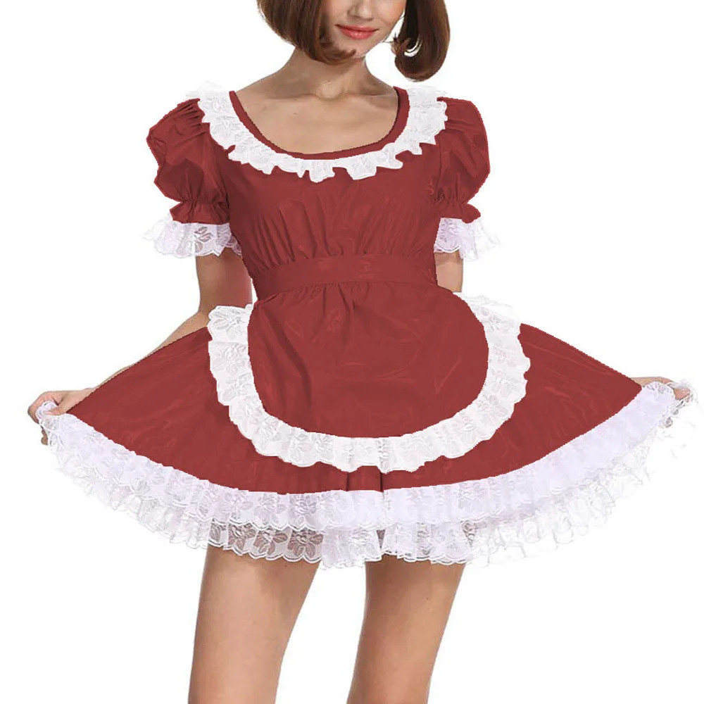 Plus Size Sissy French PVC Patent Leather Crossdresser Maid Servant ...