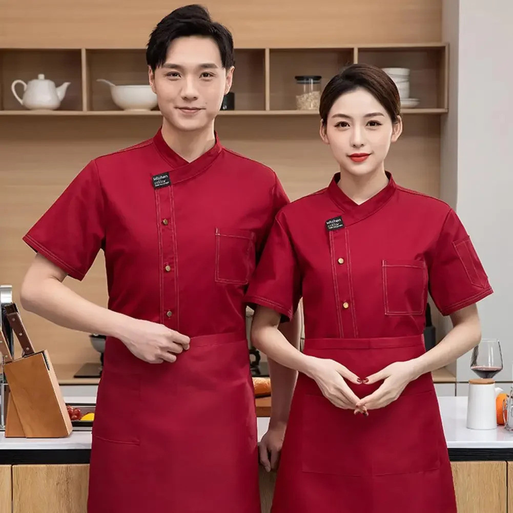 New Chef Jackets for Men Women Short Sleeve Cook Shirt Solid Chef ...