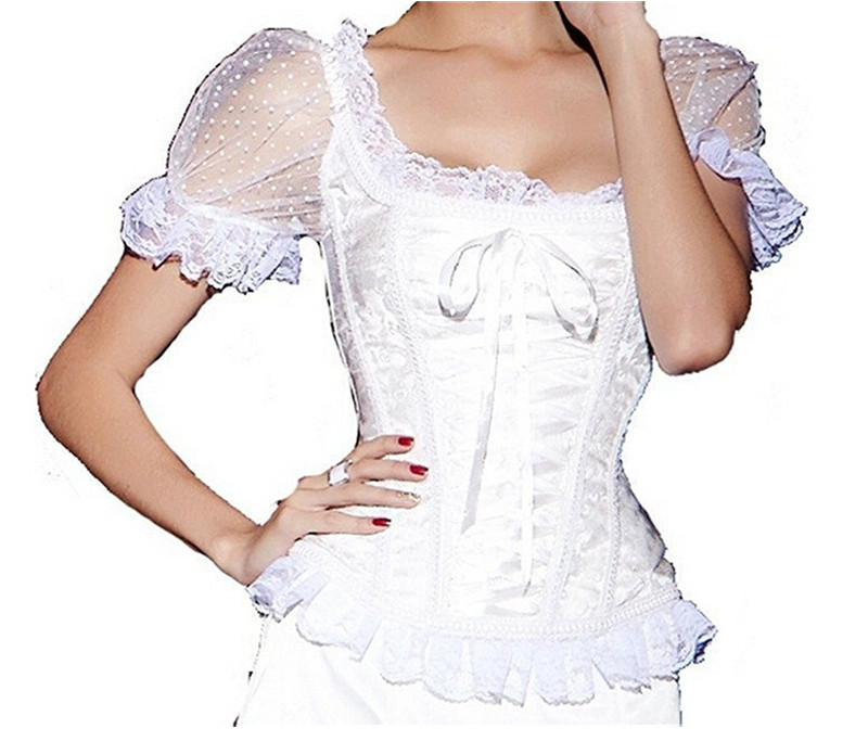Corset Top Plus Size with Short Sleeves Lace up Renaissance Vintage ...