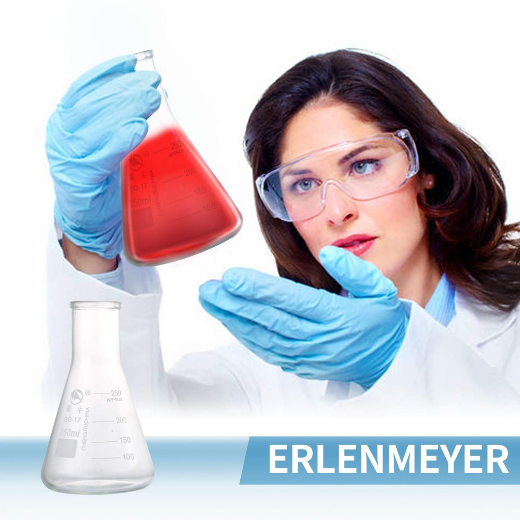 Glass Erlenmeyer Flask Set, (250 ml, 150 ml & 50 ml) Graduated ...