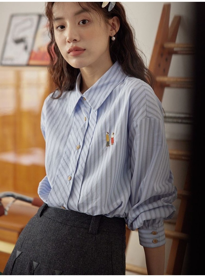 IELGY Striped shirt women's simple preppy chic top | Shopee Philippines
