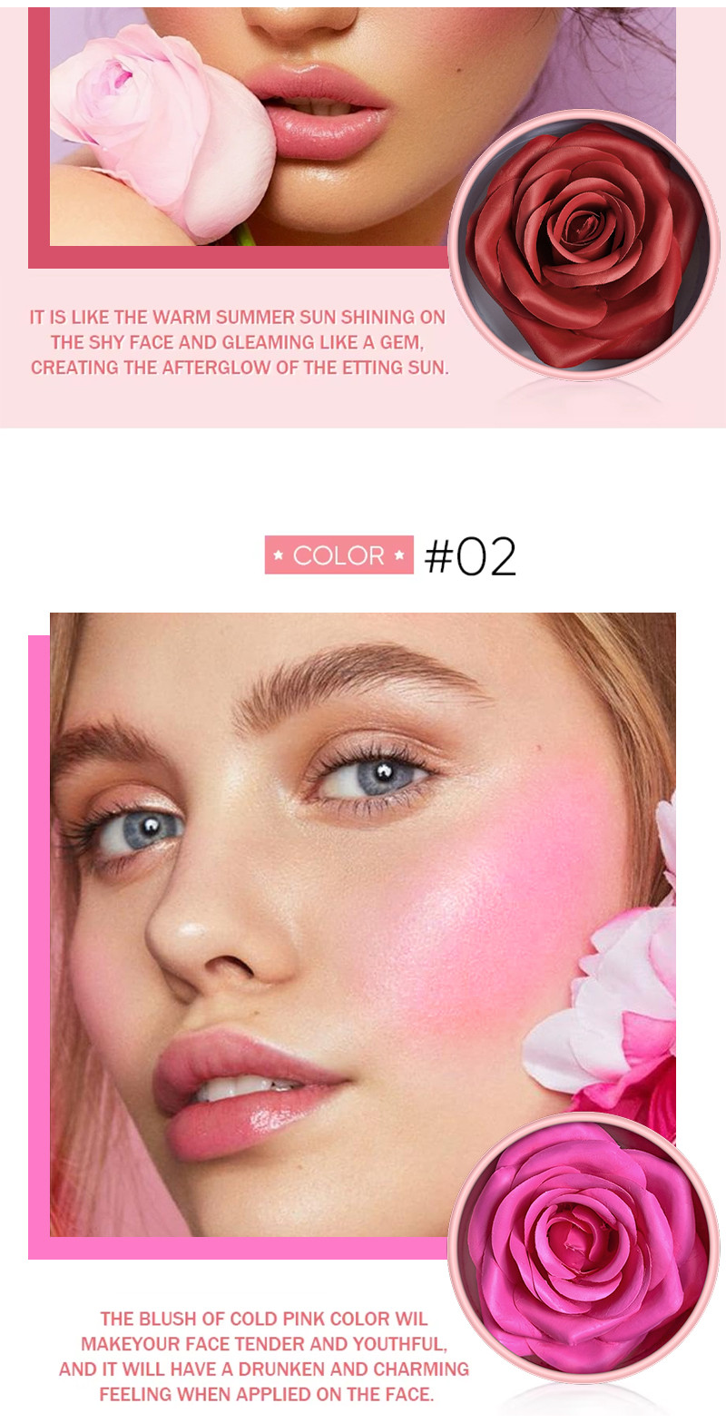 VERONNI 4 Colors Floral Blush 3D petal Rose Petal Natural highlighter ...