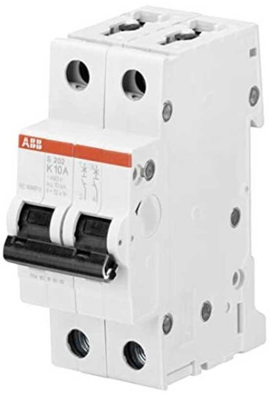 S202K10 | 2CDS252001R0427 ABB Miniature Circuit Breaker, 2 Pole, Tripping Characteristic K ...