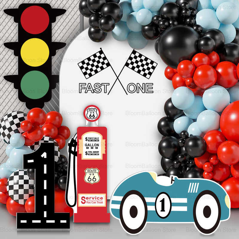 FAST ONE Car KT Board Racing Theme Number Cutout Race Track Backdrop ...