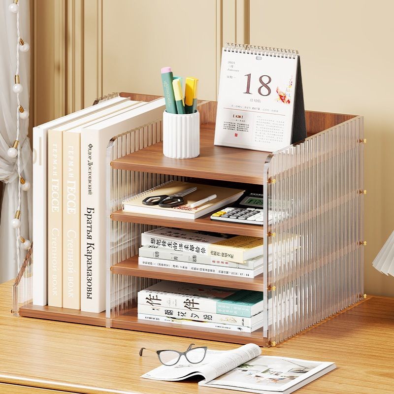 Desktop Bookshelf Book Stand Study Table Layered Organizing Box ...