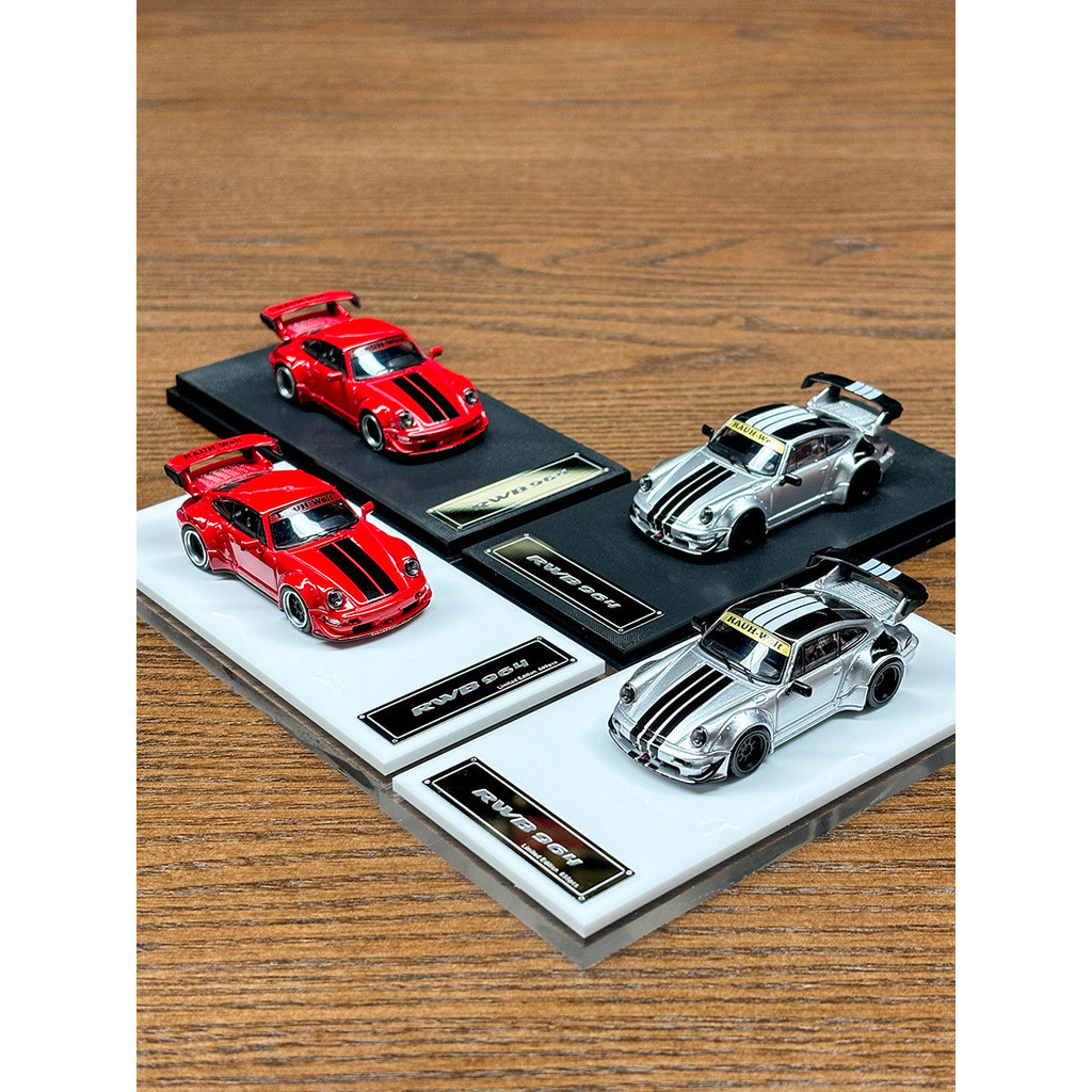 Star Model 1:64 Porsche RWB 964 GT Rear Wing Wide Body Silver Alloy Car ...