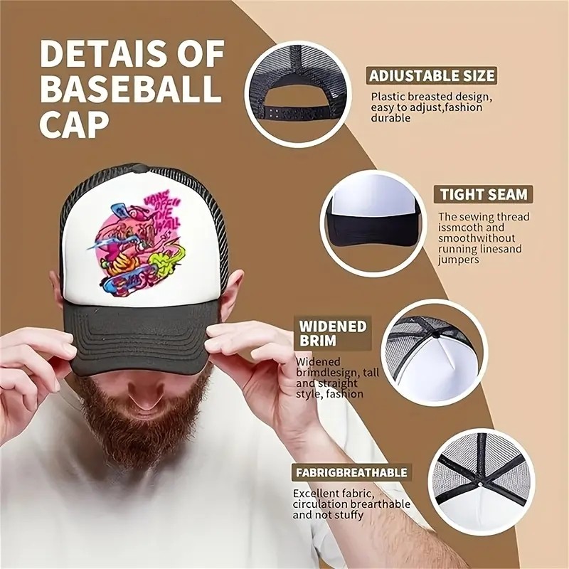 Color Matching Sponge Mesh Cap Net Cap Unisex Snapback Baseball Cap for ...