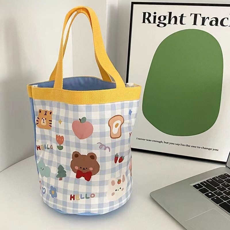 Cute Illustration Bucket Portable Korean Style Girl Heart Mommy Bento ...
