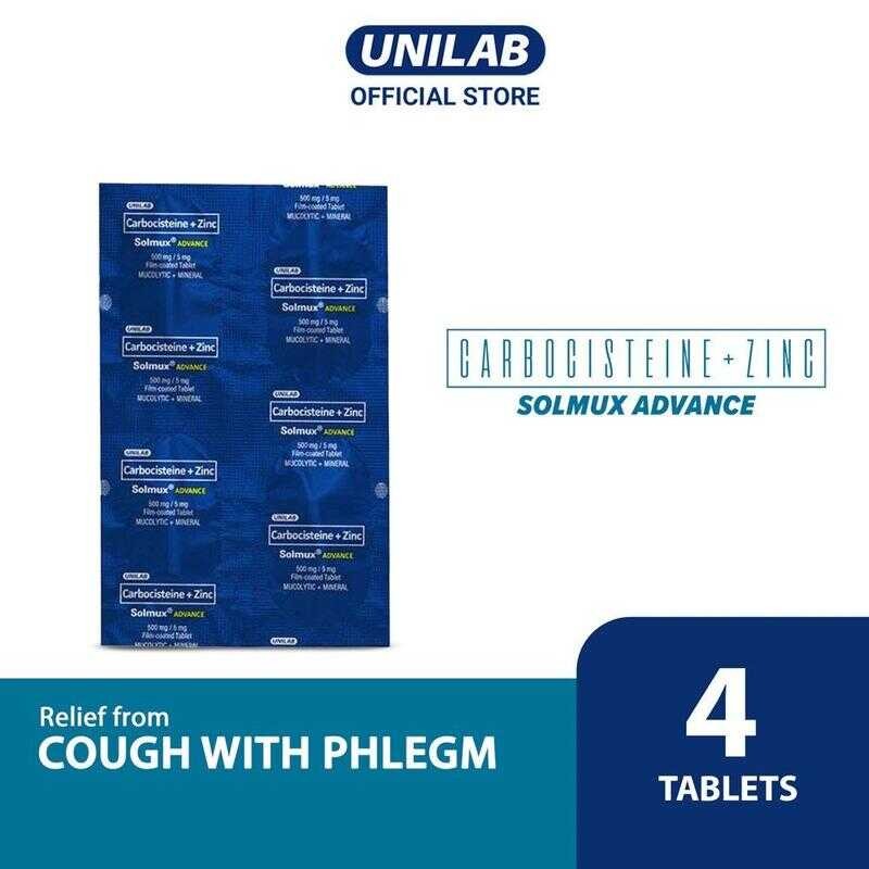 Solmux Advance 4 Tablets Carbocisteine Zinc (Relief From Cough W ...