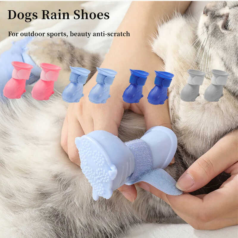 Rain Shoes Dog Cat Anti-Slip Rubber Boot Cats Foot Cover Puppy ...