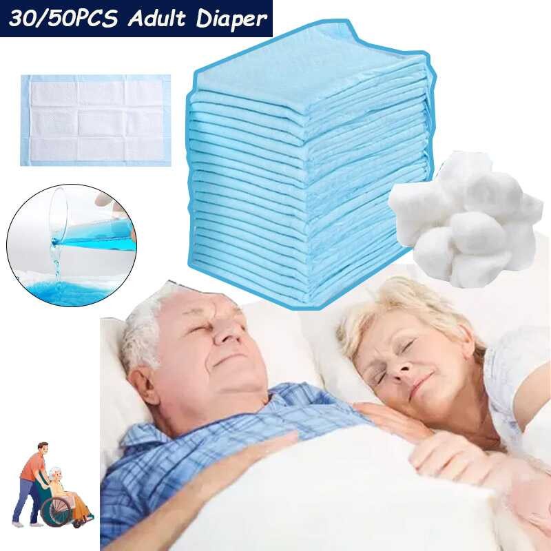 10/30/50Pcs Adult Diaper Disposable Pads Waterproof Cushions Foldable ...