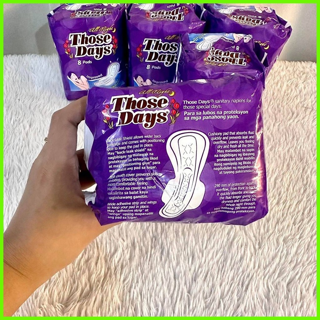 All night Improved Those Days Pack Sanitary Pads - (8 PADS) | Shopee ...