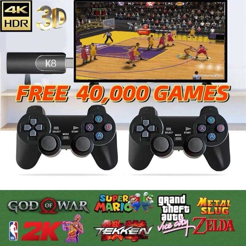 K8/M8 Classic Tv Game Console Set 2 Controllers & Stick 4K Hd Built-In ...