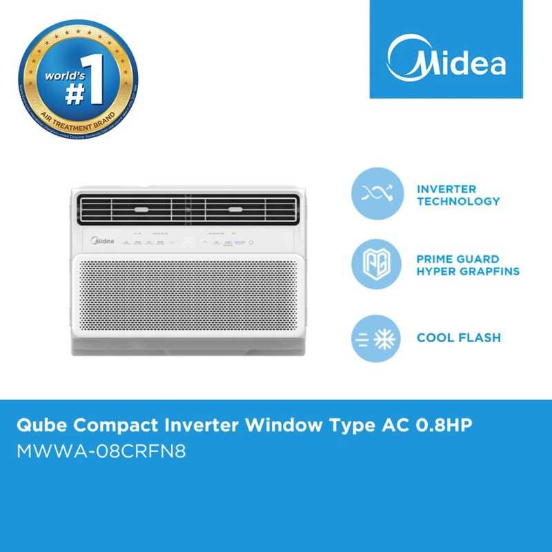 Midea Qube Compact Inverter Window Type Air-Conditioner 0.8Hp-1.5Hp 569 ...
