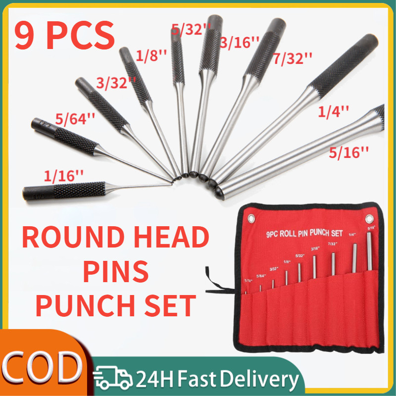 9PCS Roll Pin Punch Set Tools Kit Great For Pin Punch Holes And ...