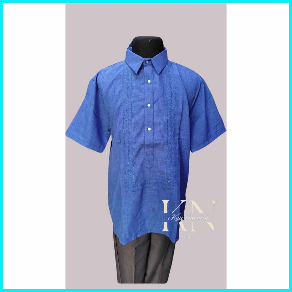 Polo Barong(Short Sleeves) Embroidered Body Design | Shopee Philippines