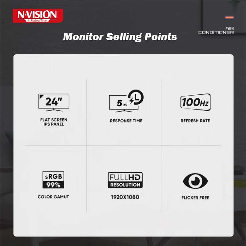 Nvision 22/24/27 Inch IPS Monitor 100Hz Full HD Frameless Gaming ...