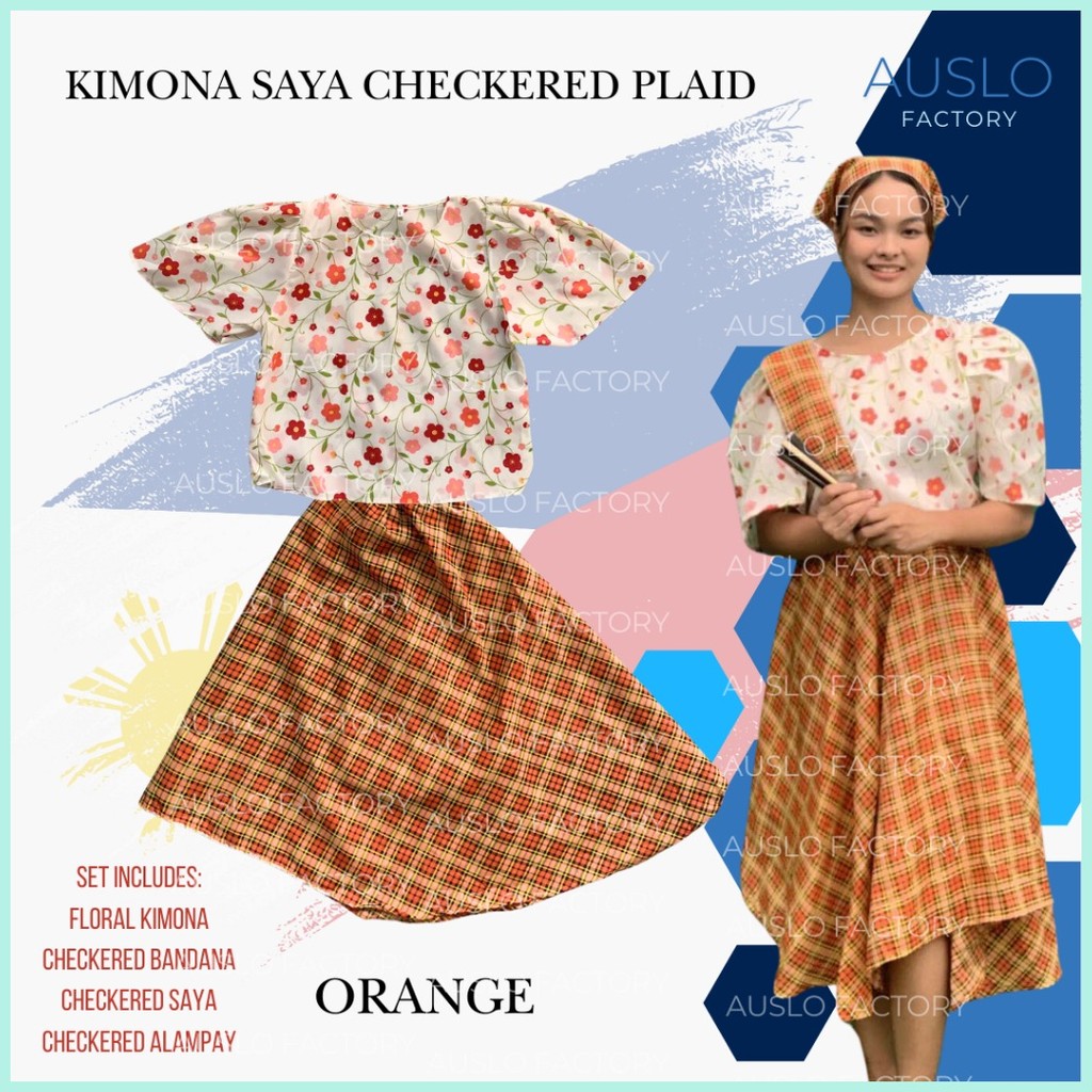 Af Kimona Saya Checkerd Plaid Attire For Buwan Ng Wika | Shopee Philippines