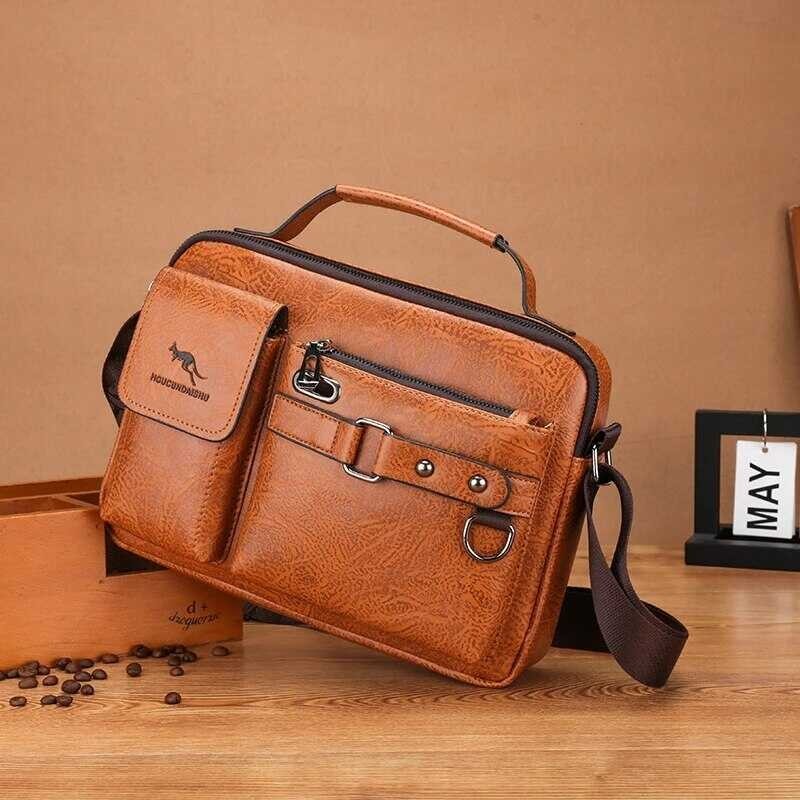 Shoulder Fashion Men's Portable PU Leather Handbag Business Briefcase ...