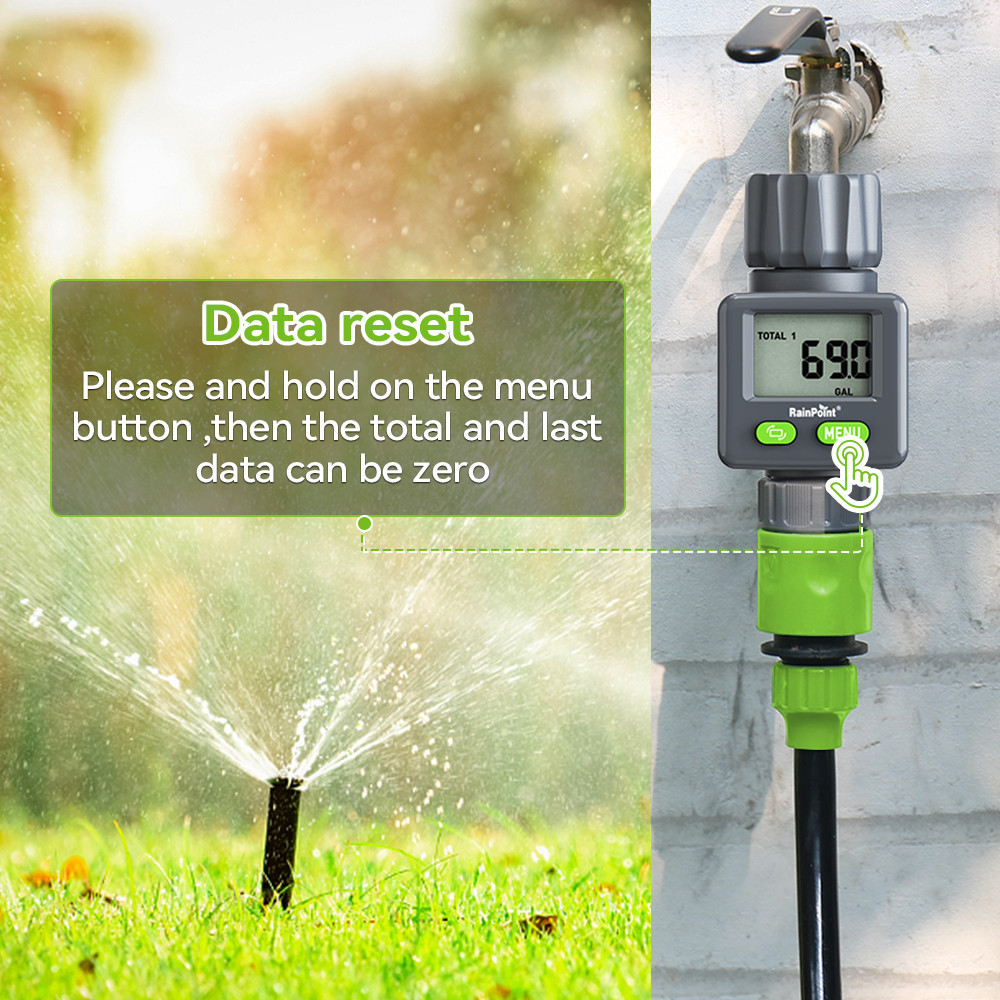 RainPoint 3/4" Garden Hose Water Flow Meter, Measures Flow Rate In ...