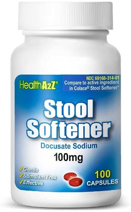 Health A2Z [UNK] Stool Softener Docusate Sodium (100mg/ 100 Capsules ...