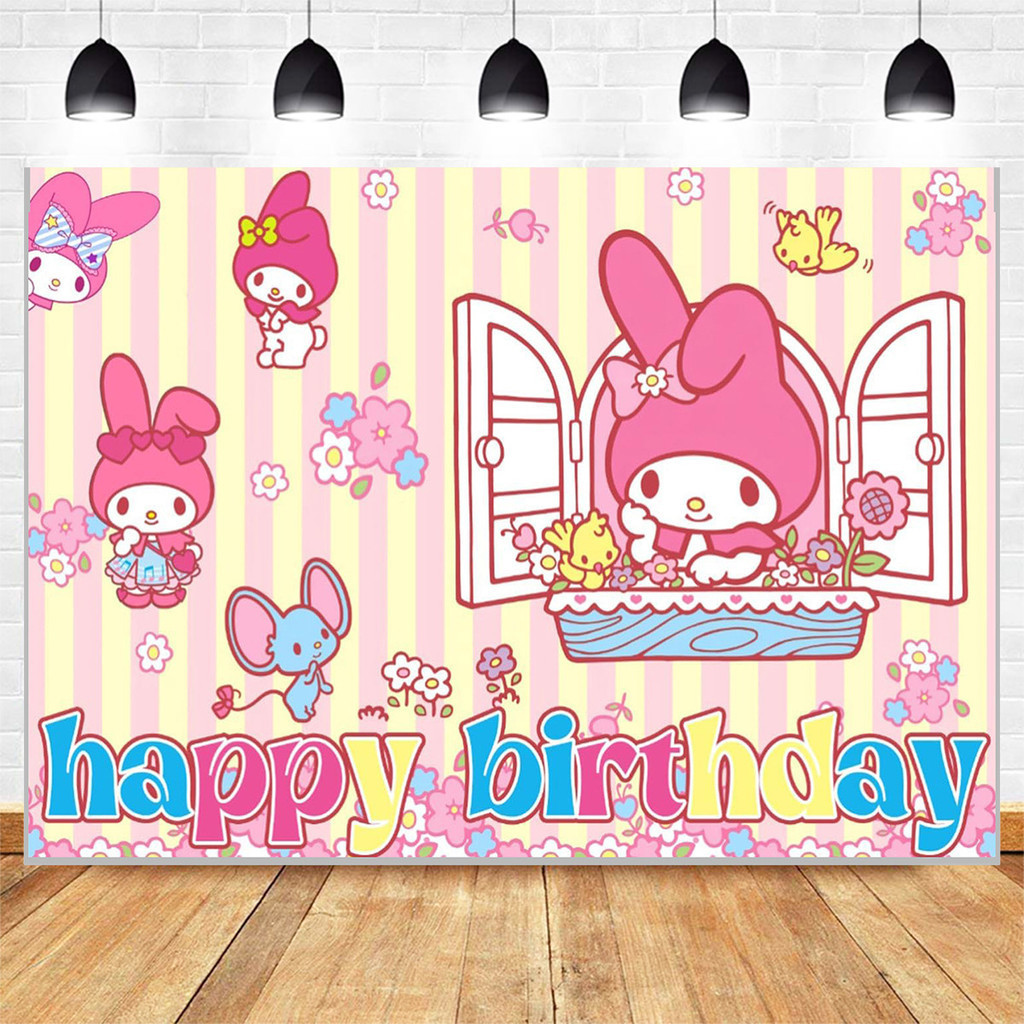 My Melody Birthday Backdrop Banner Photography Girls Baby Shower Kids ...