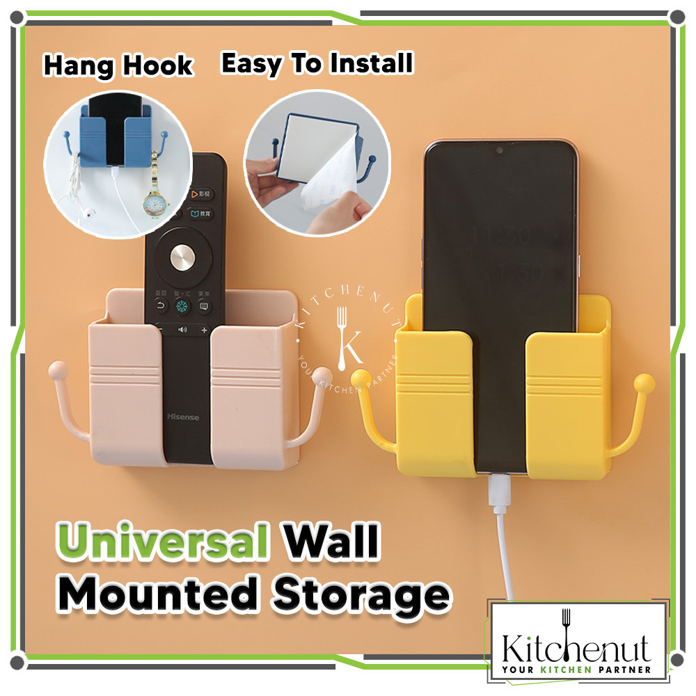 Kitchenut Universal Wall Mounted Organizer Storage Box Phone Holder Drill Free Remote Control ...