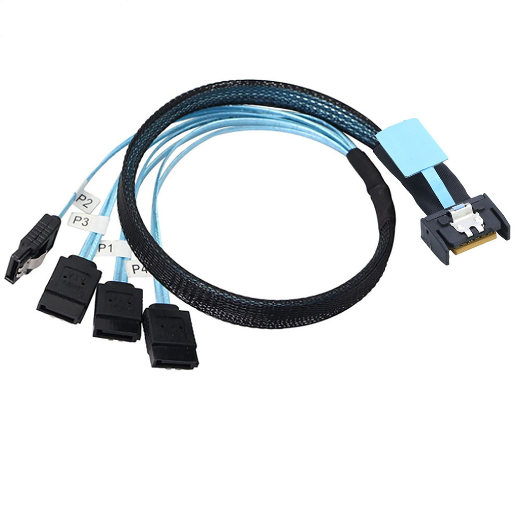 SlimSAS 8654 MCIO 4I 38pin to 4X SATA Cable PCIE5.0 PCI-E Server Data Connection Cable Extension ...