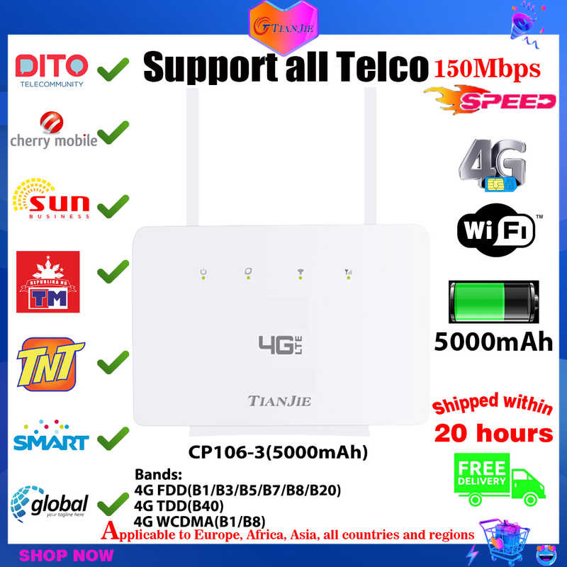 4G ☍ LTE CPE Router Modem Rj45 LAN WAN External Antenna Wifi Wireless ...