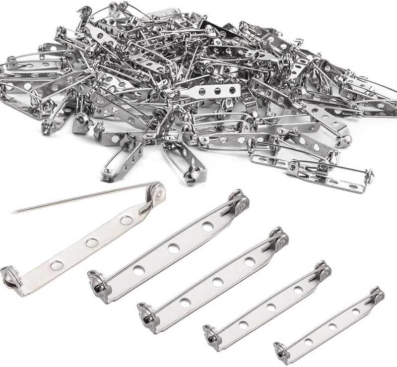 4 120pcs Bar Sizes Clasp Back Brooch Pin Bac for Crafs Badge Name Tag ...
