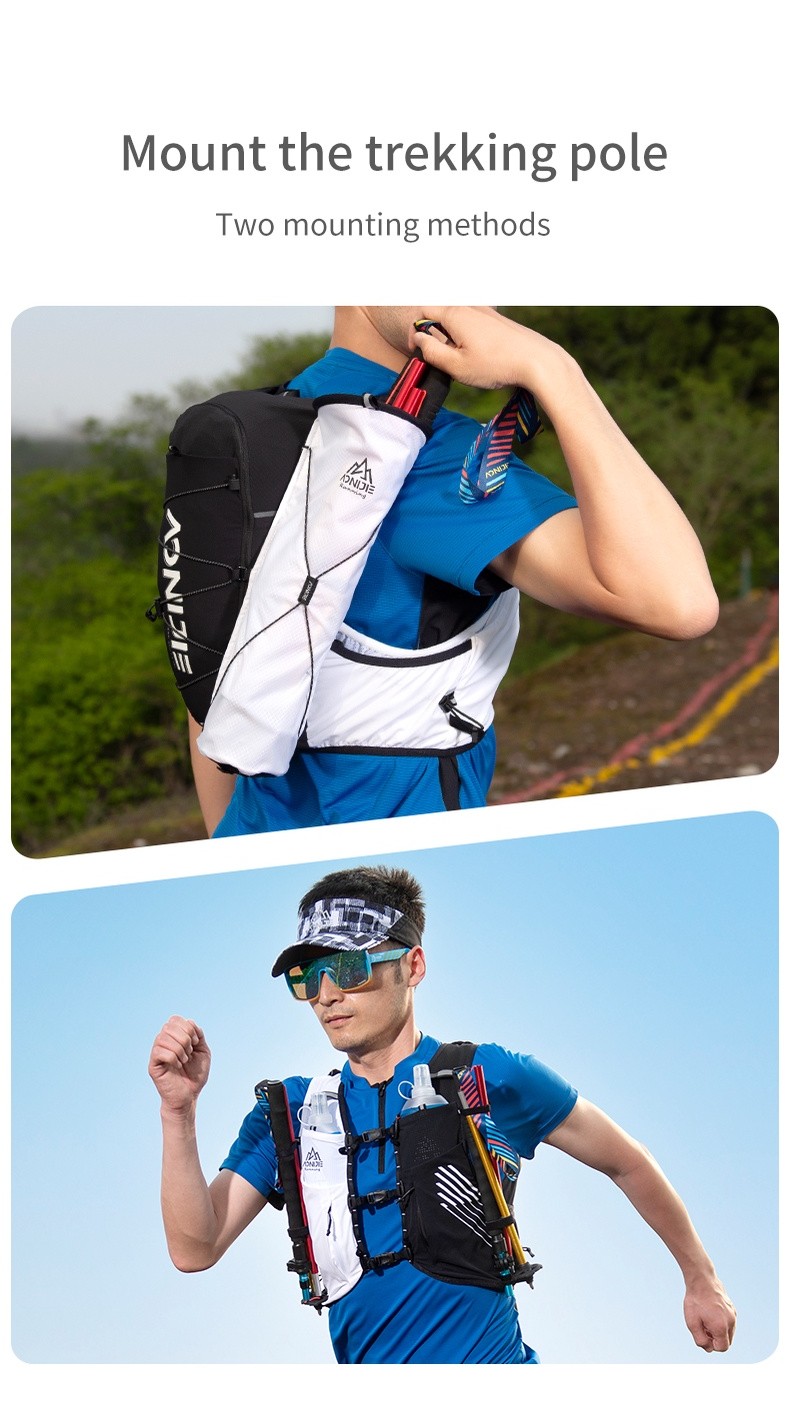 AONIJIE C9116 10L Running Hydration Vest Trekking Pole Quiver Hiking Bag Pack Trial Backpack for ...