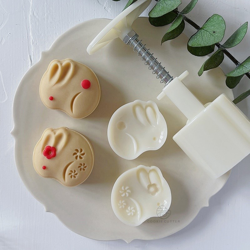 Mooncake mold, flower pattern, 3D rabbit, 50 grams, 2 pieces per set ...