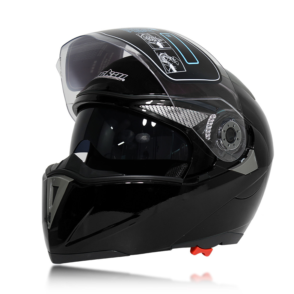 Motorcycle Flip Up Double Lens DOT ECE Motorbike Helmet With Inner Sun ...