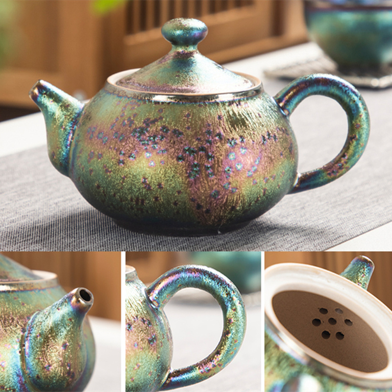 Jianzhan Creative Kiln Change Pottery Pot With Matching Cup Chinese Kungfu Tea Set Tianmu Glaze ...