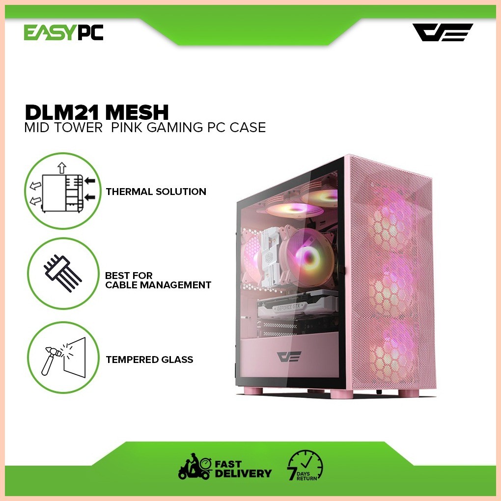 Dark Flash DLM21 Mesh Mid Tower Gaming PC Case, Lowpoly panel design ...